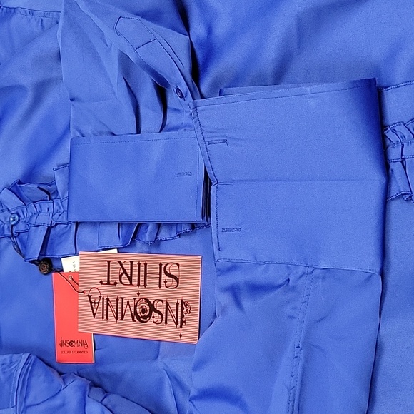 INSOMNIA | Shirts | Insomnia By Manzini 0 Satin Blue Ruffled Tuxedo ...